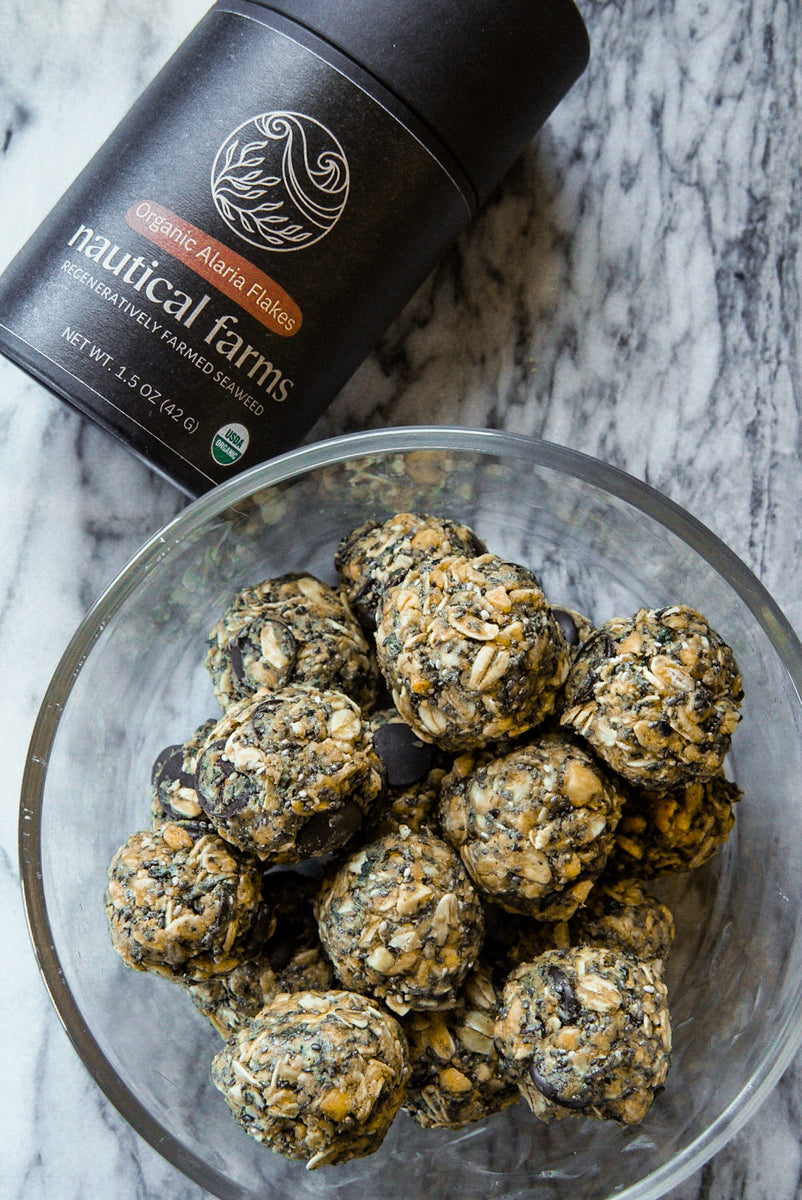 no bake kelp energy bites - Nautical Farms Maine Seaweed